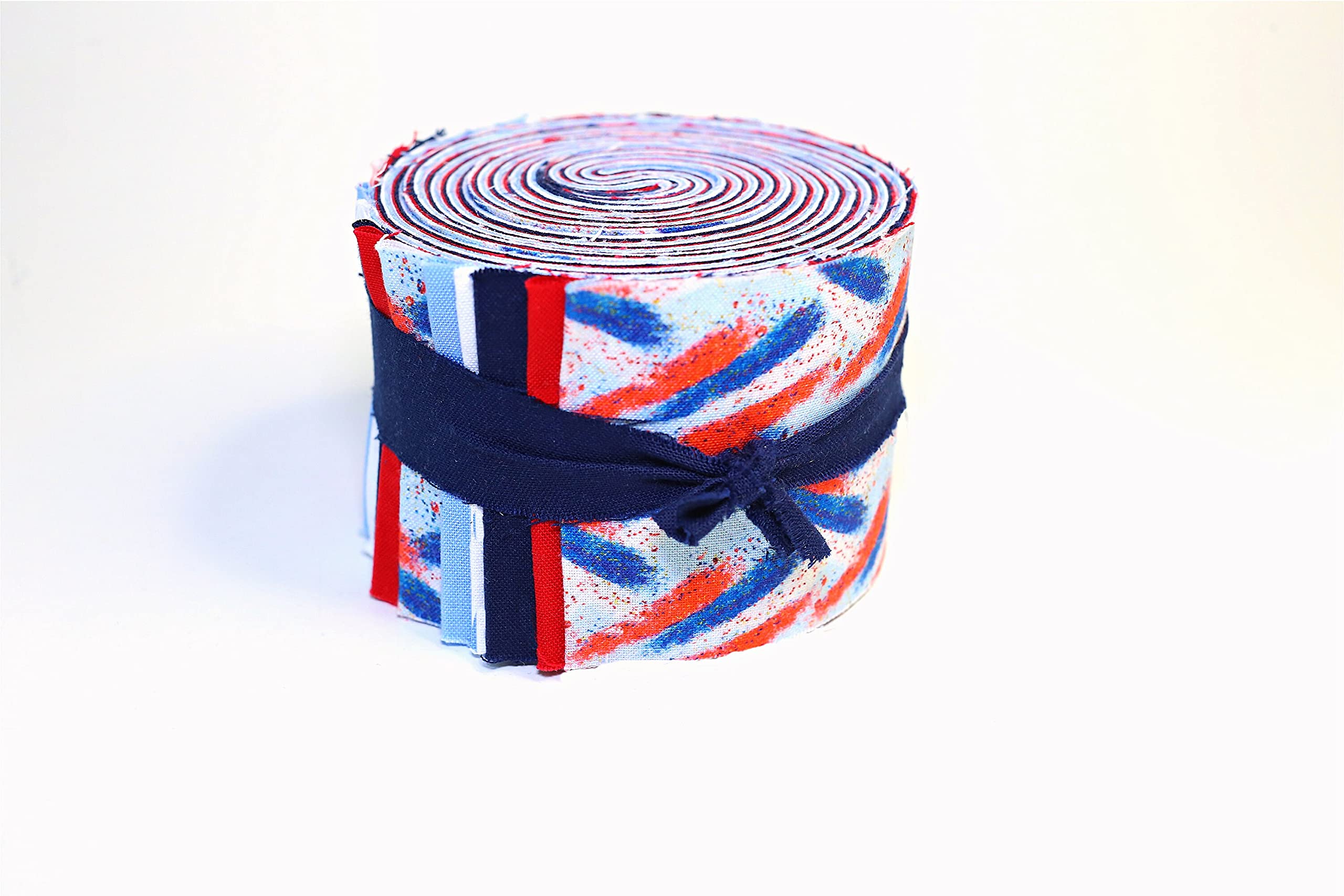 AbsoluteBestChoice 2.5 inch RED White and Blue Jelly Roll 100percent Cotton Fabric Quilting 20 pre Cut Strips, Multicolor, 2.5 Inches