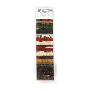 hoffman jingle pop 10 winter christmas holiday gold metallic 2.5" strips roll-up fabric bundle quilter's cotton precuts (jp10-47-gold) m494.46