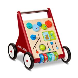 radio flyer classic push & play, toddler walker with activity play, ages 1-4, red walker toy