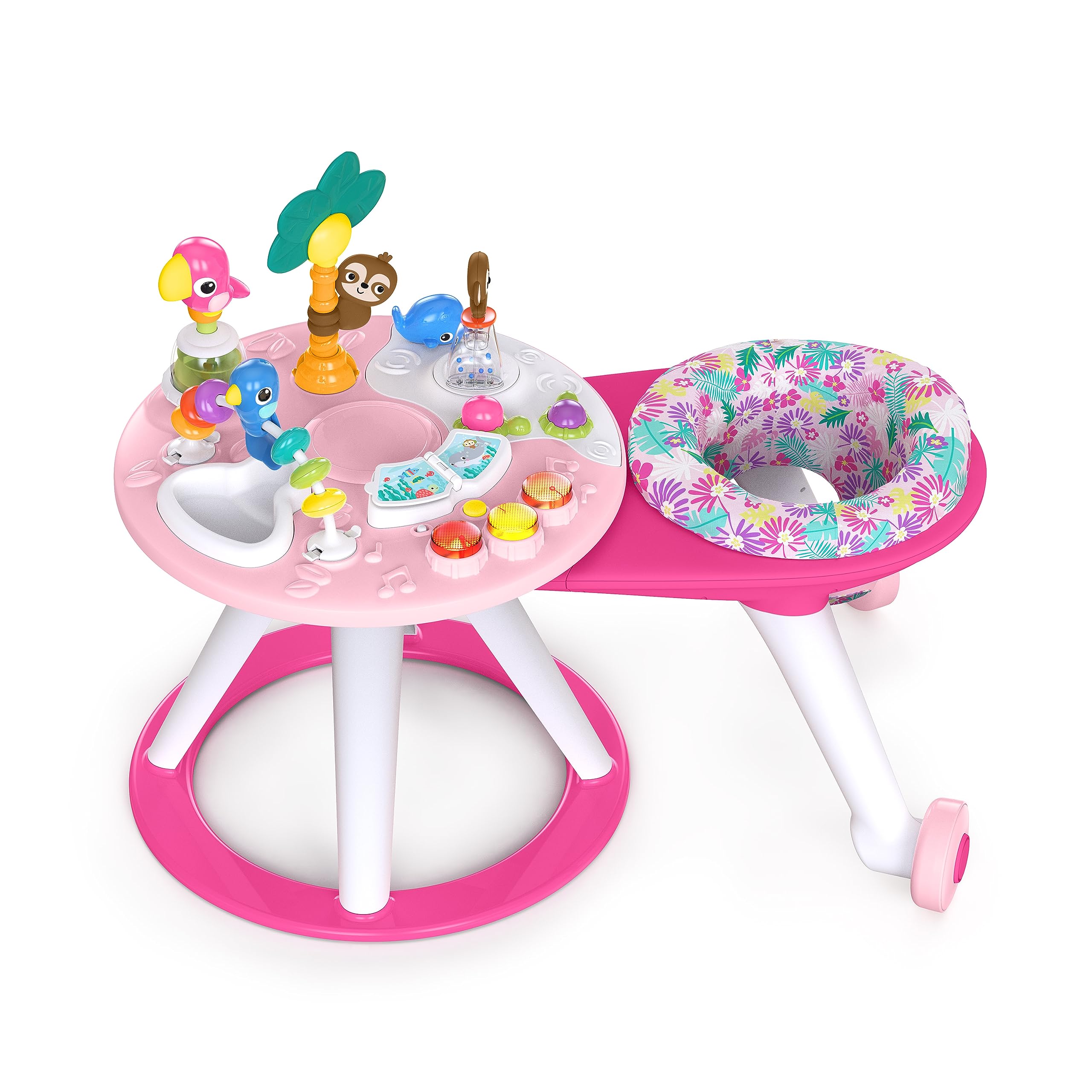 Bright Starts Around We Go 2-in-1 Walk-Around Baby Activity Center & Table, Tropic Coral, Ages 6 Months+