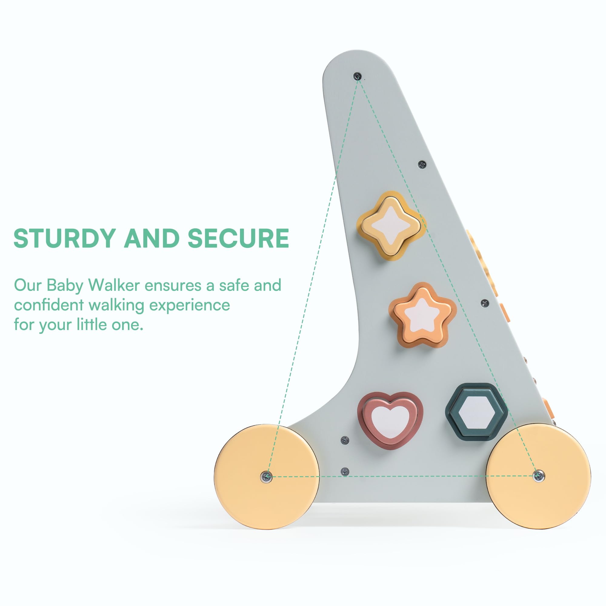 ROBUD Wooden Baby Walker, Baby Push Walker with Activity Center and Storage for Boys and Girls Learning to Stand and Walk