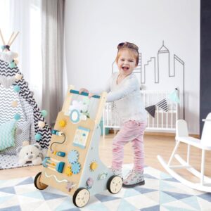 Beright Wooden Baby Walker, Wooden Baby Push Walker, Learning Activity Walker Toys, Baby Push Toy Multiple Activities Center, Gift for Birthday, Christmas and New Year