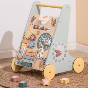 robotime wooden baby walker, wooden push walker with wheels, push toys for babies learning to walk, baby walkers activity center for boys and girls