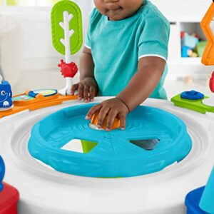 Fisher-Price Baby to Toddler Toy 3-In-1 Spin & Sort Activity Center and Play Table with Playmat and 10+ Activities, Retro Roar