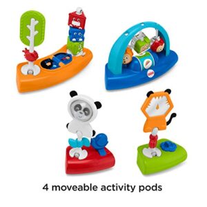 Fisher-Price Baby to Toddler Toy 3-In-1 Spin & Sort Activity Center and Play Table with Playmat and 10+ Activities, Retro Roar