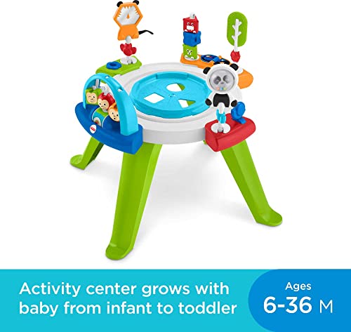 Fisher-Price Baby to Toddler Toy 3-In-1 Spin & Sort Activity Center and Play Table with Playmat and 10+ Activities, Retro Roar