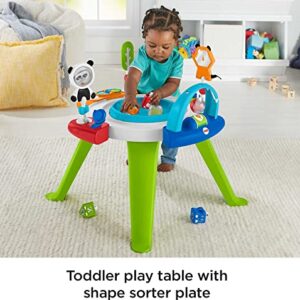 Fisher-Price Baby to Toddler Toy 3-In-1 Spin & Sort Activity Center and Play Table with Playmat and 10+ Activities, Retro Roar