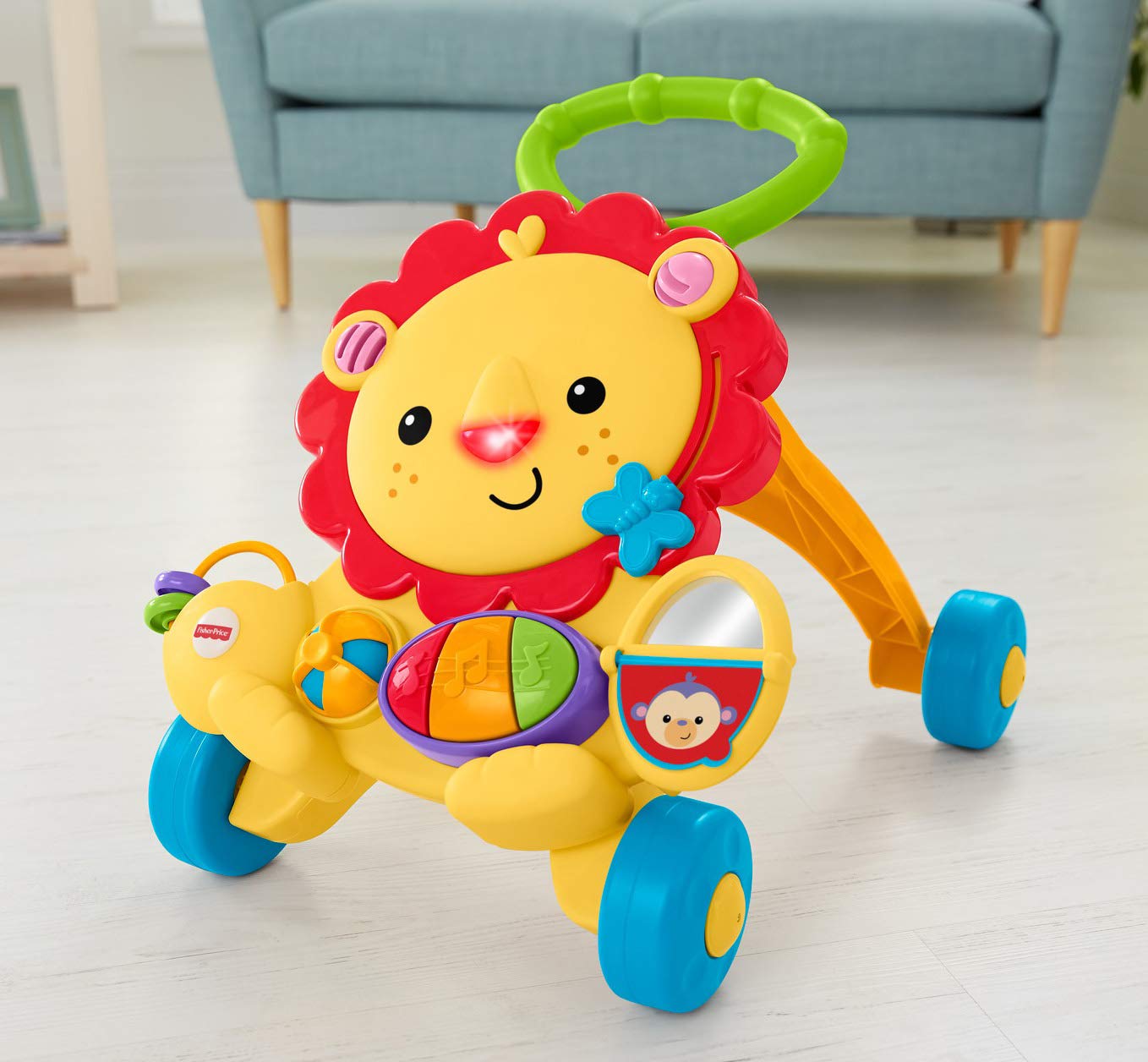 Fisher-Price Baby & Toddler Toy Musical Lion Walker Push Along with Lights Sounds & Developmental Activities for Ages 6+ Months