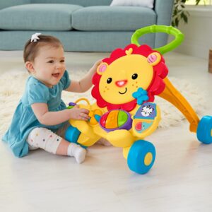 Fisher-Price Baby & Toddler Toy Musical Lion Walker Push Along with Lights Sounds & Developmental Activities for Ages 6+ Months