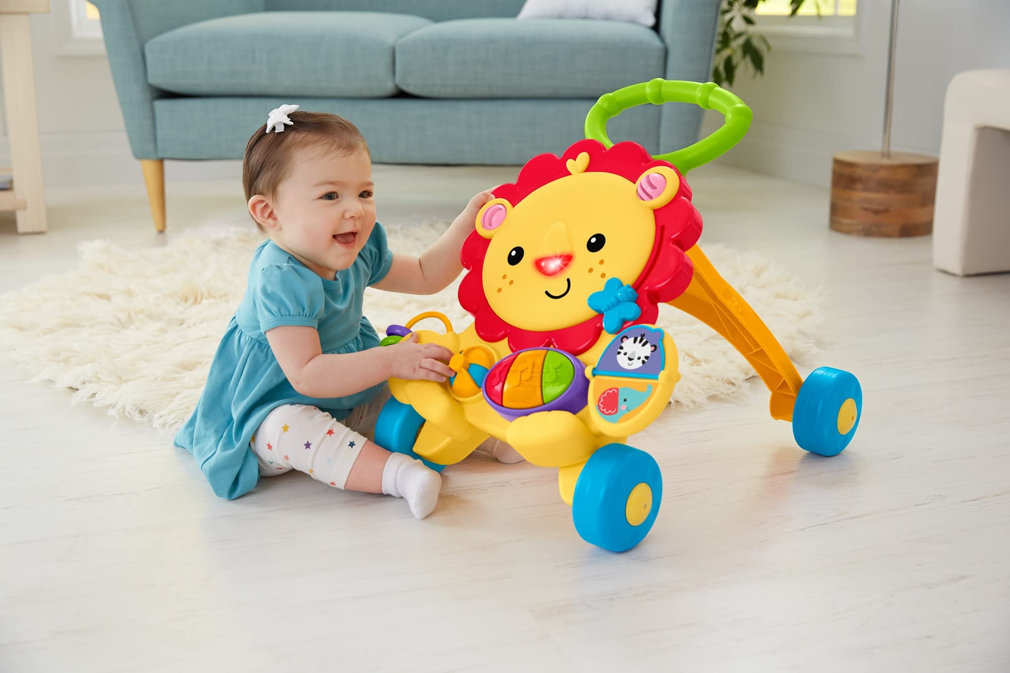 Fisher-Price Baby & Toddler Toy Musical Lion Walker Push Along with Lights Sounds & Developmental Activities for Ages 6+ Months