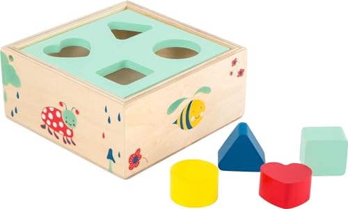 small foot wooden toys Small Foot Wooden Toys Shape-Fitting Activity Cube "Move it!" playset designed for children 12+ months, Multi (10944)