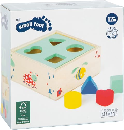 small foot wooden toys Small Foot Wooden Toys Shape-Fitting Activity Cube "Move it!" playset designed for children 12+ months, Multi (10944)