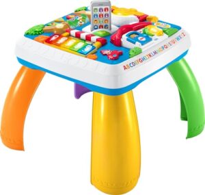 fisher-price baby to toddler toy laugh & learn around the town learning activity table with music & lights for infants ages 6+ months​ (amazon exclusive)