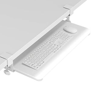 bontec keyboard tray under desk, pull out keyboard & mouse tray with c-clamp, 25.6 excluding clamps (30 including clamps) x 11.8 inch steady slide-out computer drawer for typing, white