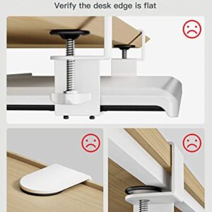 HUANUO Keyboard Tray Under Desk, Ergonomic Large Keyboard Tray with C Clamp, Updated Metal Slide Rail Keyboard Tray Mouse Tray, Pull Out Platform Computer Drawer for Typing, 27.5" W x 12.2" D, White