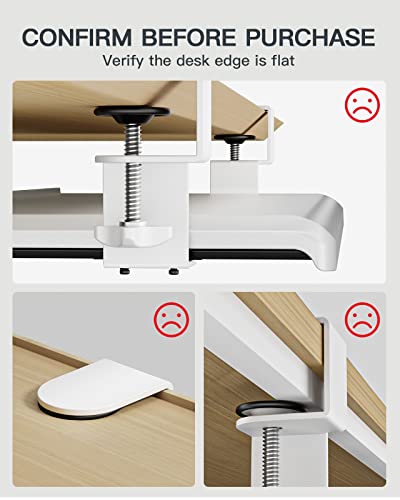 HUANUO Keyboard Tray Under Desk, Ergonomic Large Keyboard Tray with C Clamp, Updated Metal Slide Rail Keyboard Tray Mouse Tray, Pull Out Platform Computer Drawer for Typing, 27.5" W x 12.2" D, White