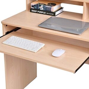 ROCKPOINT Axess Computer Keyboard Tray and Drawer Small Home Office Bedroom, Homework and School Studying Writing Desk for Student with Storage,Natural Maple