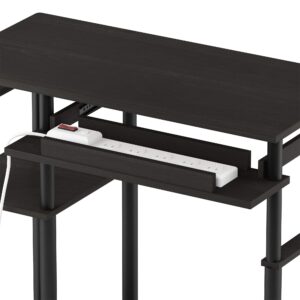 Furinno Abbott Computer Desk with Bookshelf, Espresso/Black