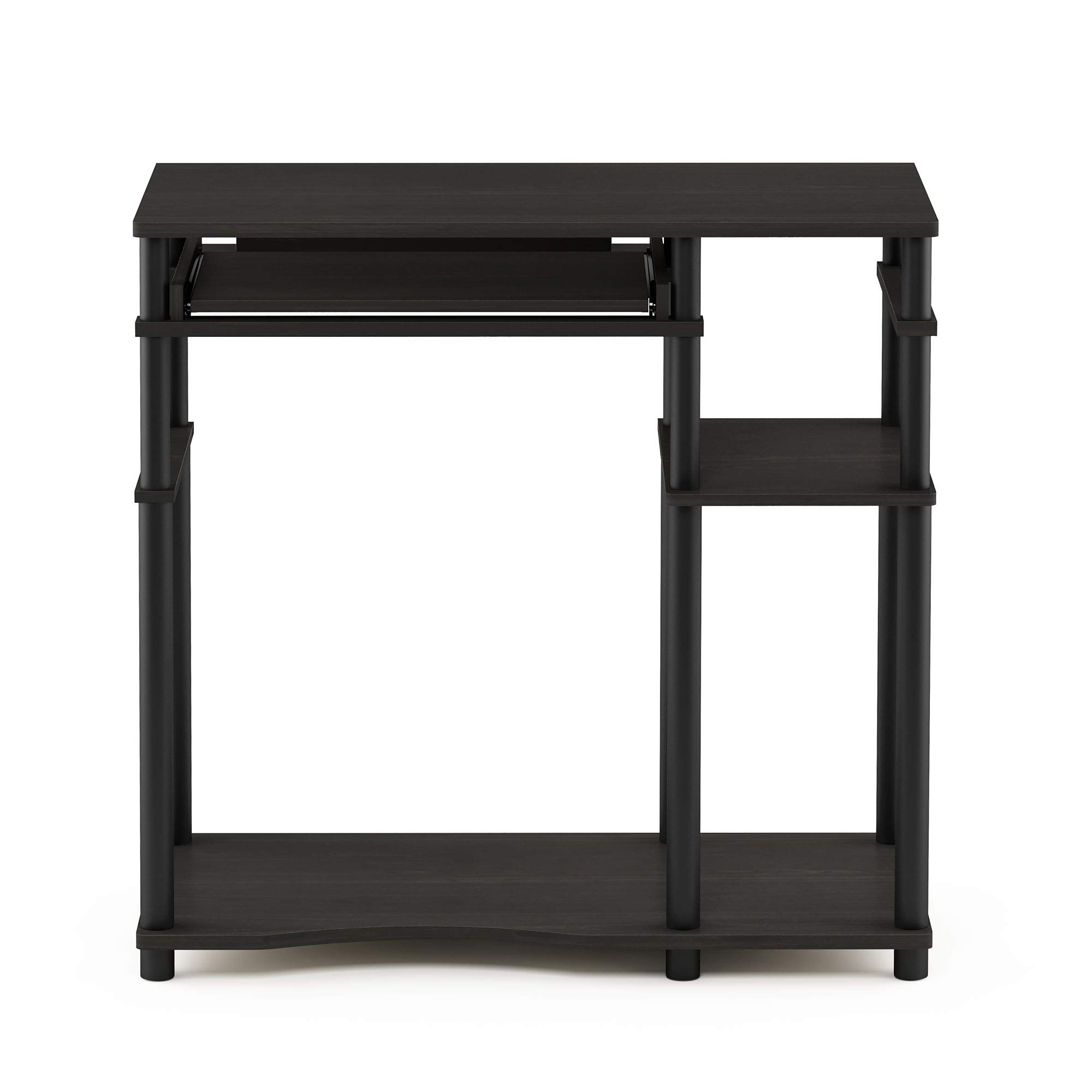 Furinno Abbott Computer Desk with Bookshelf, Espresso/Black