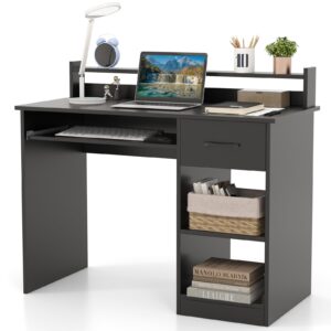 happygrill computer desk with monitor stand, home pc office desk with keyboard tray, drawer & cpu stand, study writing desk home workstation desk with display shelf