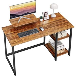 greenforest computer desk with monitor stand,39 inch small desk with reversible storage shelve,home office work desk for small spaces,easy assembly,walnut