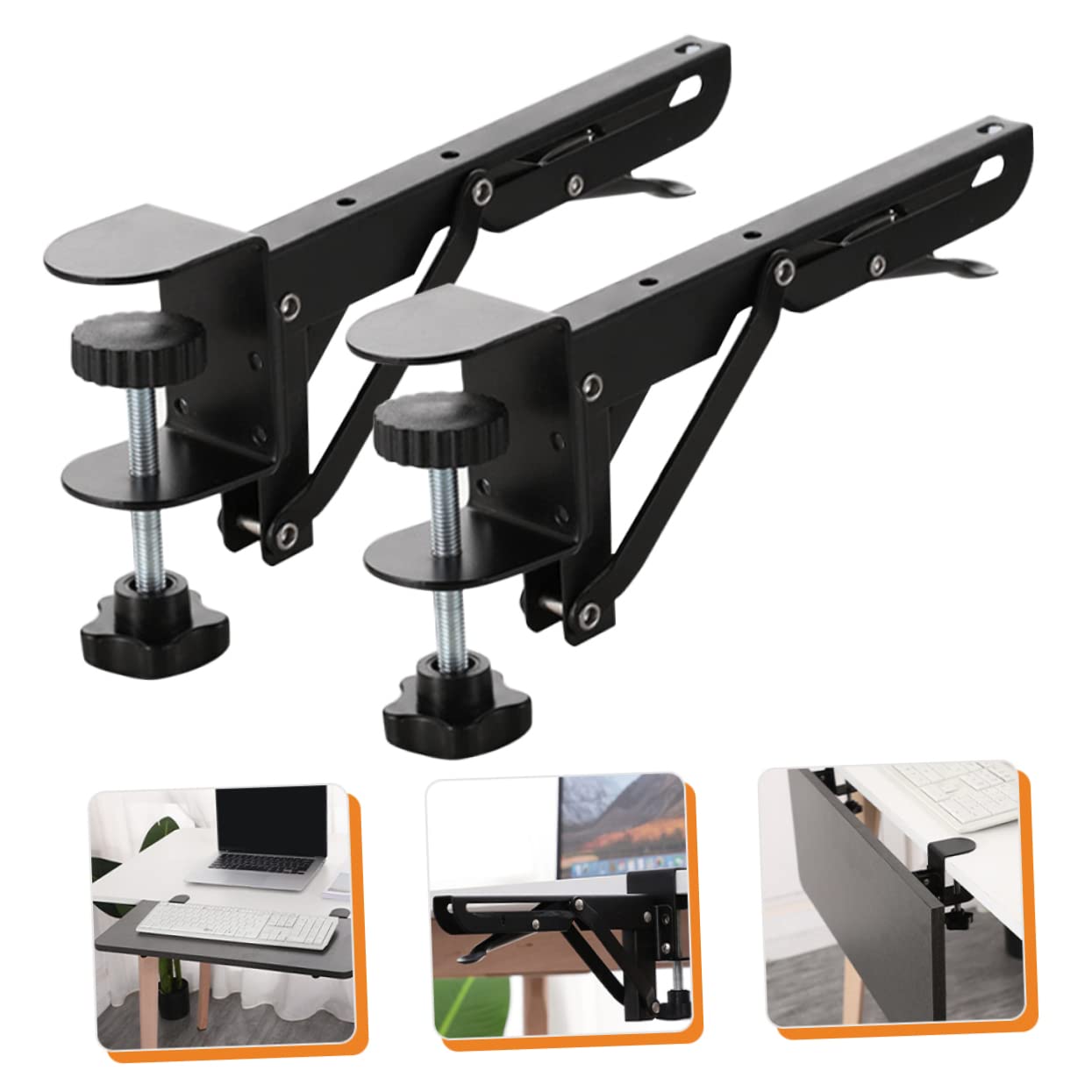 Keyboard Tray 1 Set Foldable Bracket Computer Tray Adjustable Office Desk Drawer Rail Bracket Under Desk Shelf Keyboard