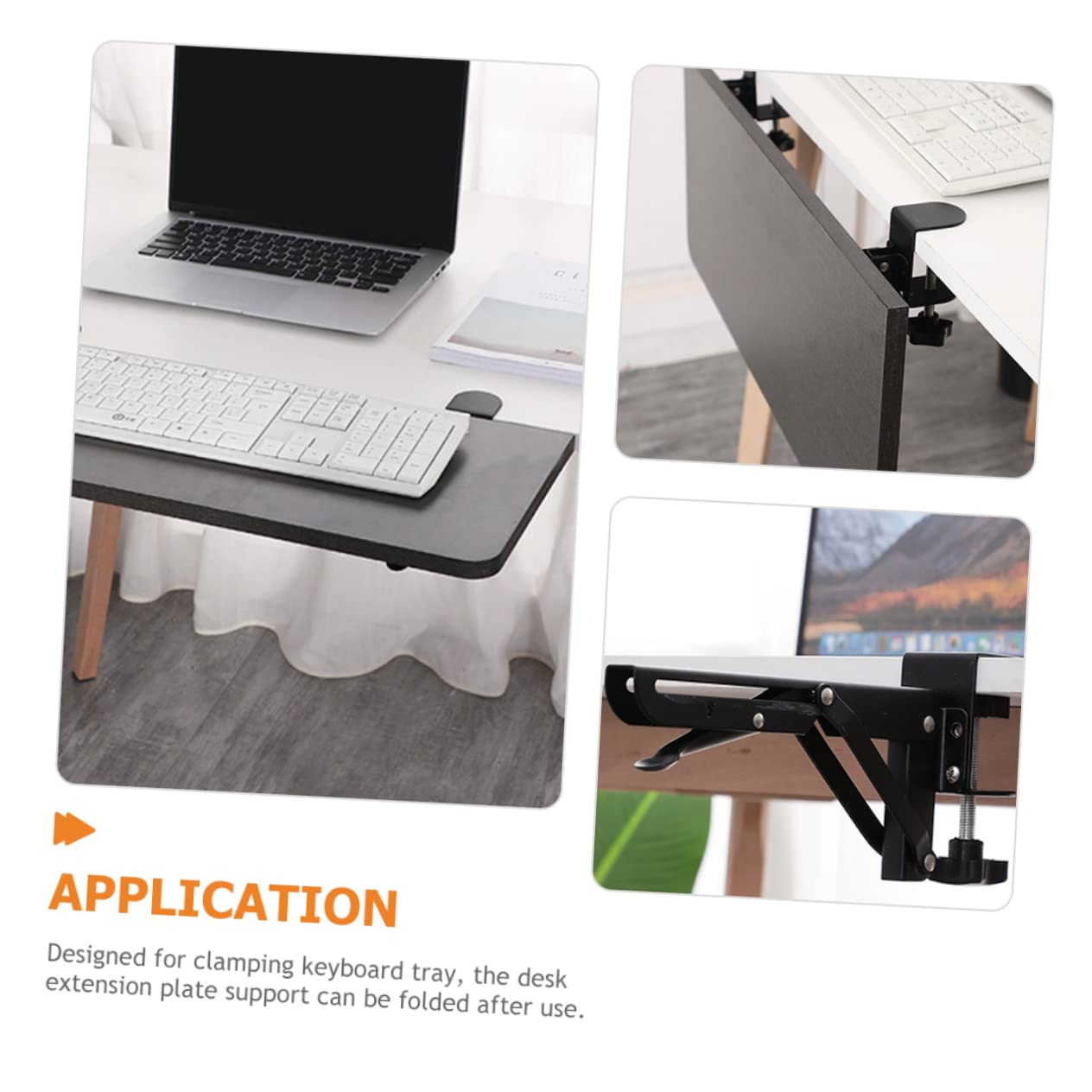 Keyboard Tray 1 Set Foldable Bracket Computer Tray Adjustable Office Desk Drawer Rail Bracket Under Desk Shelf Keyboard