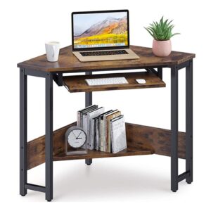 corner desk for small space,computer corner desk,corner desks for home office,small desk for bedroom,corner desk small space,for workstation with smooth keyboard tray storage shelves.(color:brown)