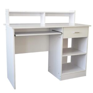 wisclass general style white computer desk with keyboard tray and drawers