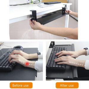 IBOWZ Keyboard Drawer Tray Sliding Keyboard Shelf Keyboard Platforms - Under Desk Keyboard Tray Clamp On,Ergonomic Desk Extender Wrist Rest,Support The Wrist to Relieve Hand Fatigue/Black/60Cm