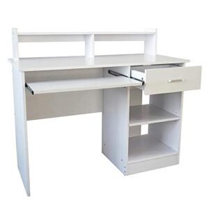 wisclass modern and simple white computer desk with keyboard tray and drawers