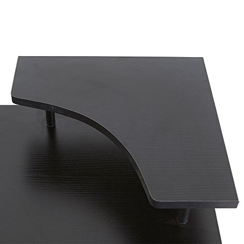 Kcelarec Computer Desk with 2 Drawers, Wooden Home Office Desk Writing Study Desk with Open Shelves and Keyboard Tray Black