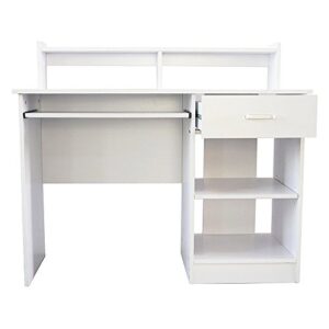 wisclass white computer desk with keyboard tray, drawers - general style modern e1 15mm chipboard