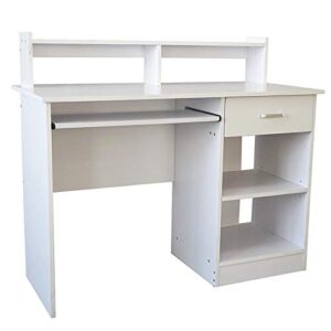 WISCLASS White Computer Desk with Keyboard Tray, Drawers - General Style Modern E1 15MM Chipboard