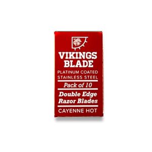 VIKINGS BLADE Double Edge Safety Razor Blades, 10x Blades, Swedish Steel + Platinum Coated, Replacement Razor Blades & Refills (Semi-Aggressive & Safe)