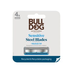 bulldog mens skincare and grooming sensitive skin razor blades refills for men, 4 count