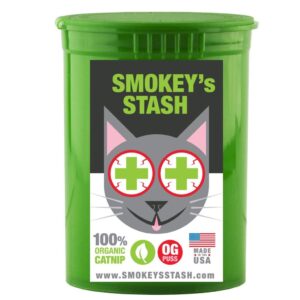 smokey's stash organic catnip og puss potent cat nip for cats small pop top