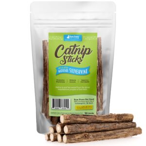 raw paws silvervine for cats (30-ct) - silvervine cat toys for indoor cats - catnip sticks - matatabi cat chew stick - silvervine sticks for cats, silver vine sticks cat kicker toy, cat toy silvervine