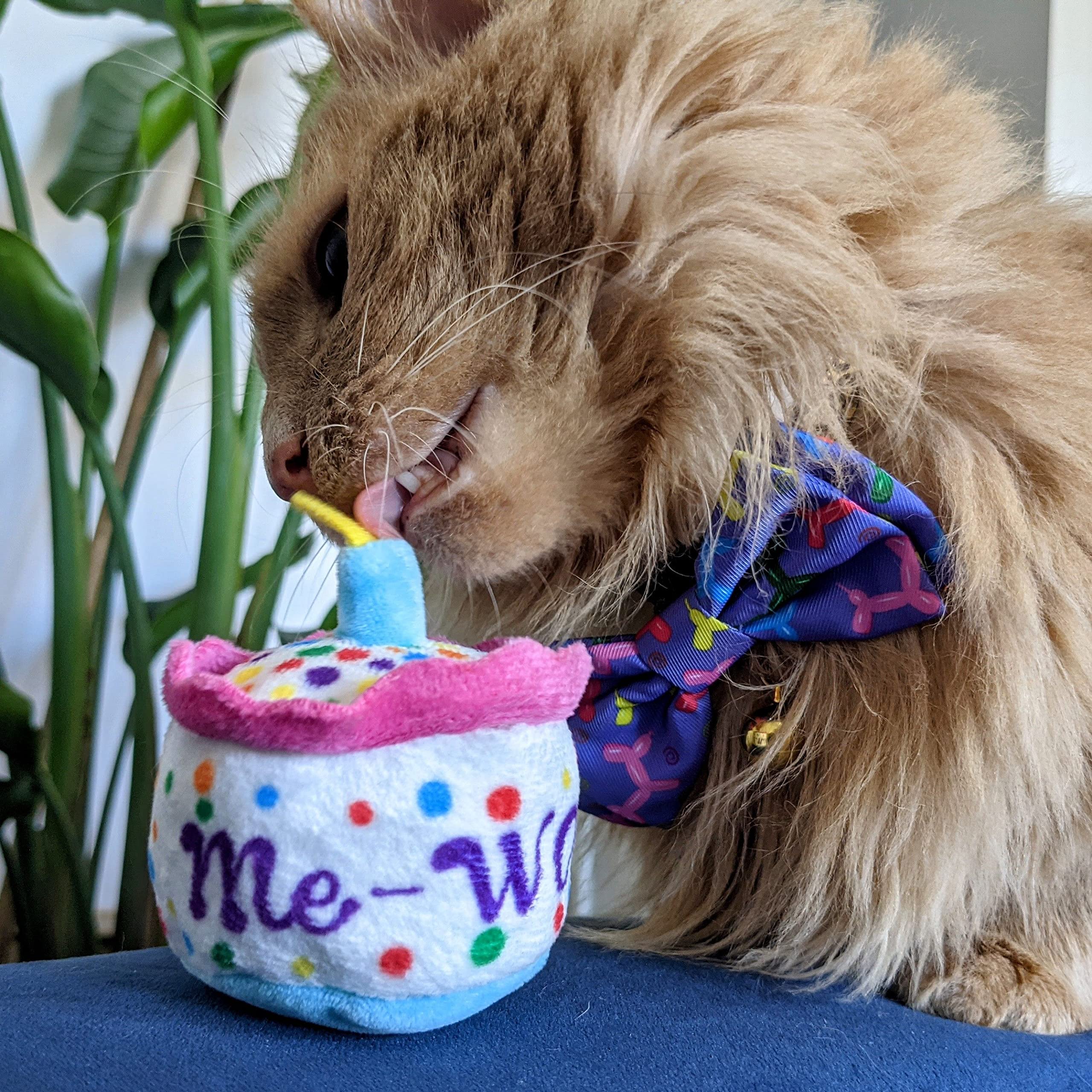 Huxley & Kent Cat Toy | Mewow Cake | Birthday Strong Catnip Filled Cat Toy | Soft Plush Kitty Toy with Catnip and Crinkle | Kittybelles