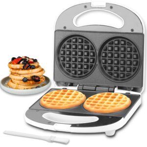 sugarwhisk double mini waffle maker machine, chaffle maker, waflera electrica, small waffle iron for waffles, keto chaffles, hash browns, cookies, 4 inch