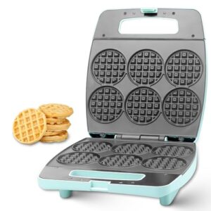 baker's friend multi mini waffle maker machine, bake 6 x 3 inch small waffles, perfect for families and individuals use, excellent choice for breakfast brunch parties & events