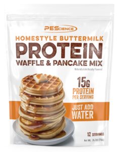 pescience buttermilk protein pancake & waffle mix, just add water, 12 servings