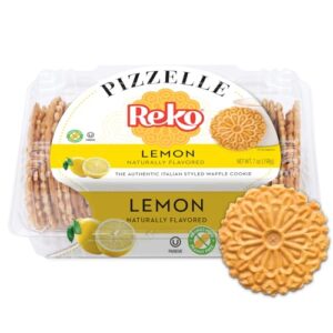 reko pizzelle authentic italian style waffle cookie, lemon, 7 ounce (pack of 1)