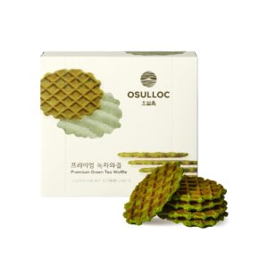 osulloc green tea waffles (3.52oz, 100g) | korean matcha flavored snacks | asian snacks, premium tea food