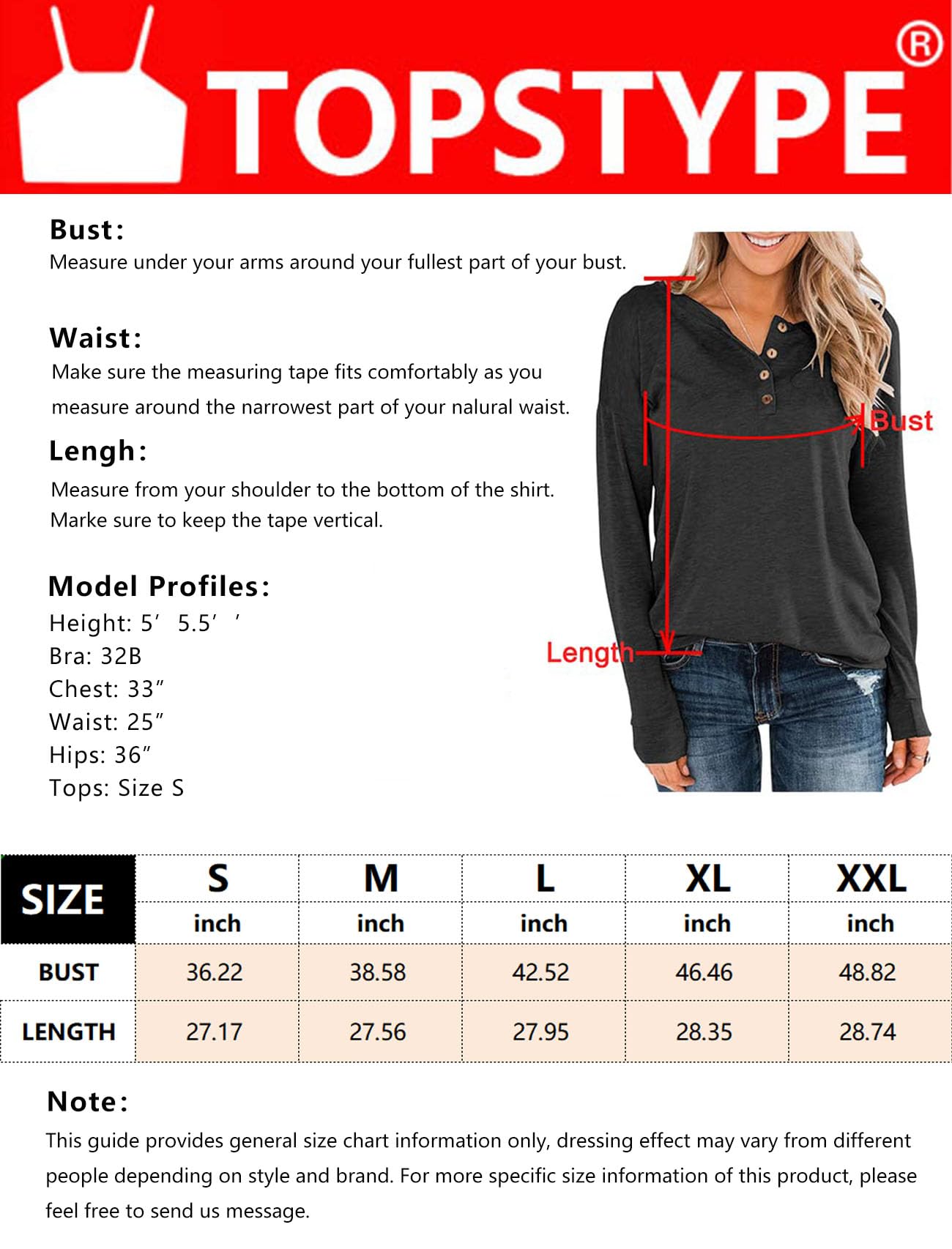 Topstype Women's Long Sleeve Henley Tops Pullover with Buttons Down Casual Loose Fit V-Neck Tunics