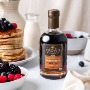 Crown Maple Amber Color, Rich Taste Organic Maple Syrup, 12.7 Fl OZ, Flavor Marinades, Cocktails, Pancakes, Squash & Bacon