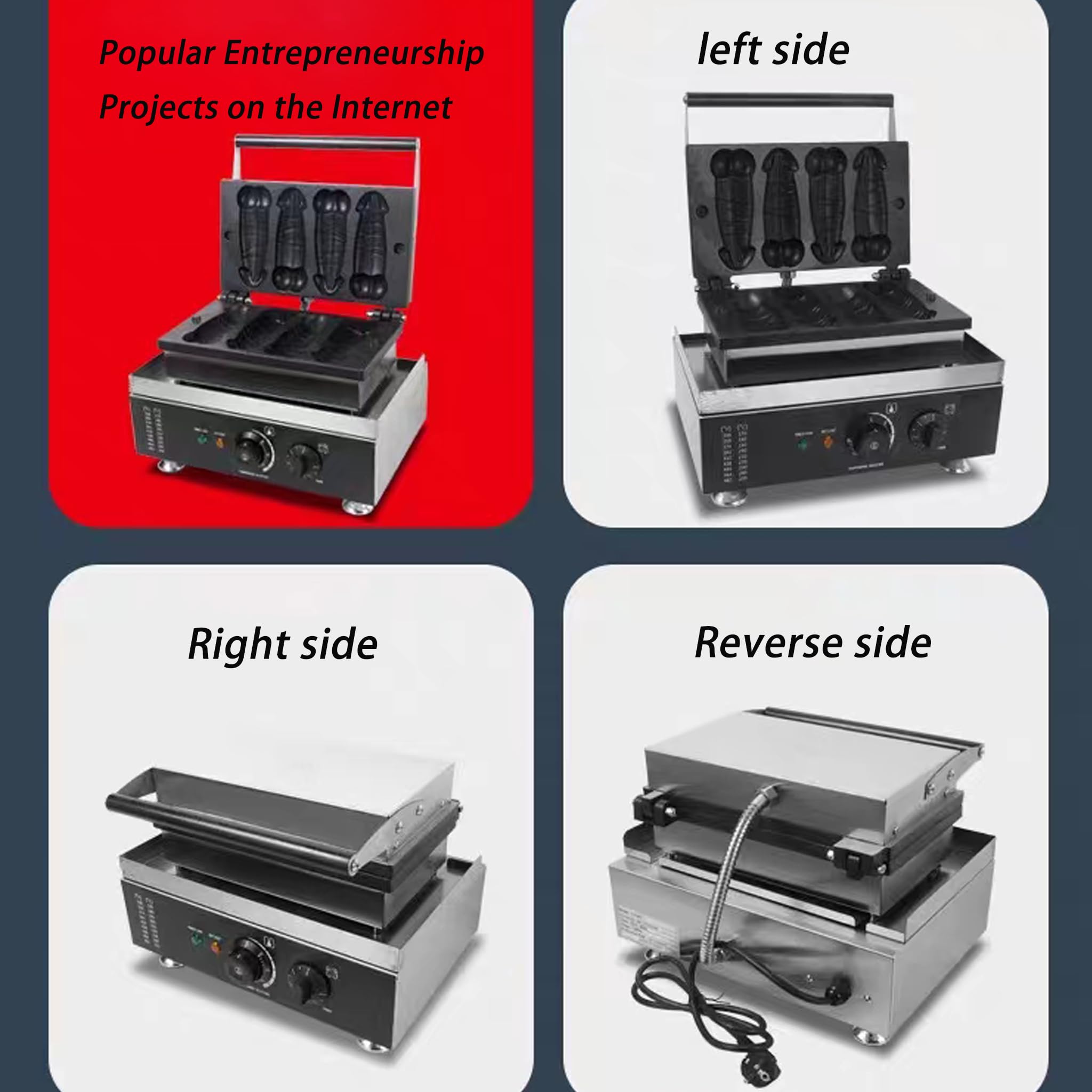 110V US Plug Waffles,Fun Shape Waffle Maker,penis waffle machine,Fun Hot Dog Creative Pattern Waffles,Temperature Controlled Non-Stick Waffles, Stainl