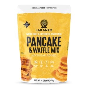 lakanto pancake and waffle mix - sweetened with monk fruit sweetener and erythritol, breakfast, flapjacks, almond flour, low net carbs, gluten free, keto diet friendly - 16 oz