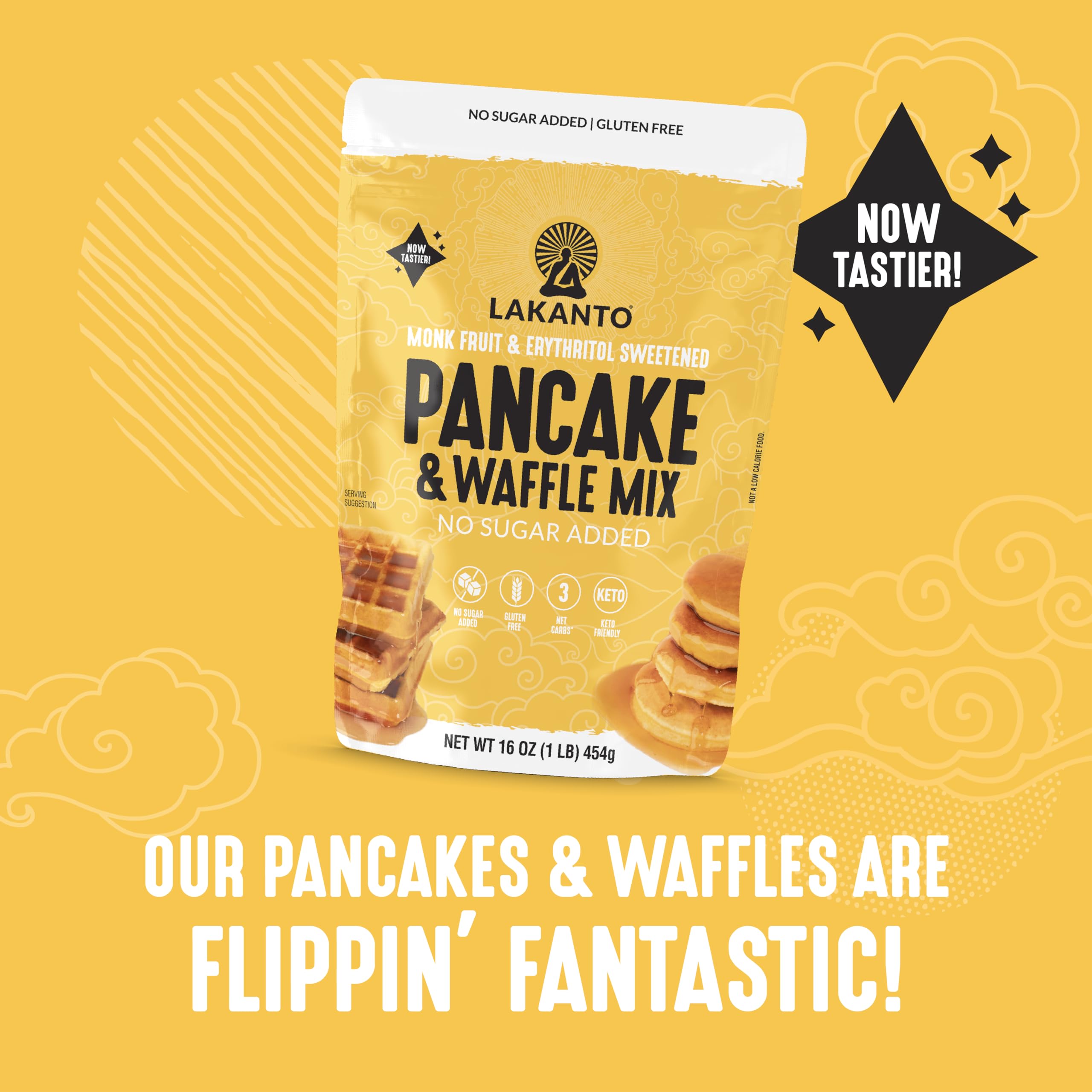 Lakanto Pancake and Waffle Mix - Sweetened with Monk Fruit Sweetener and Erythritol, Breakfast, Flapjacks, Almond Flour, Low Net Carbs, Gluten Free, Keto Diet Friendly - 16 oz