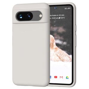 coffker compatible with pixel 8 case, liquid silicone case, full body shockproof protective cover,【soft microfiber lining】 slim thin phone case for google pixel 8 6.2 inch, stone